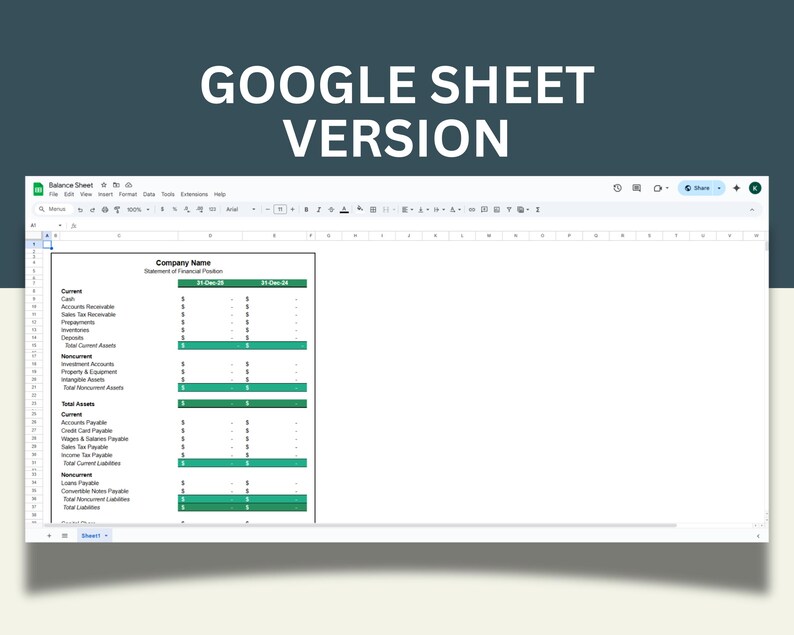Balance Sheet Template | Simple Balance Sheet | Excel | Google Sheets ...