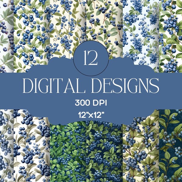 Blueberry Digital Paper - Etsy