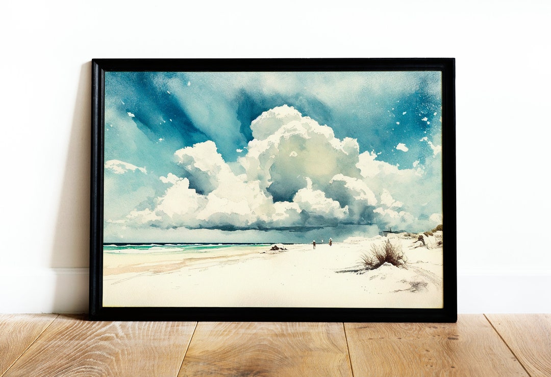 Whimsical Ocean View Painting | Printable Seascape Wall Art Decor for ...