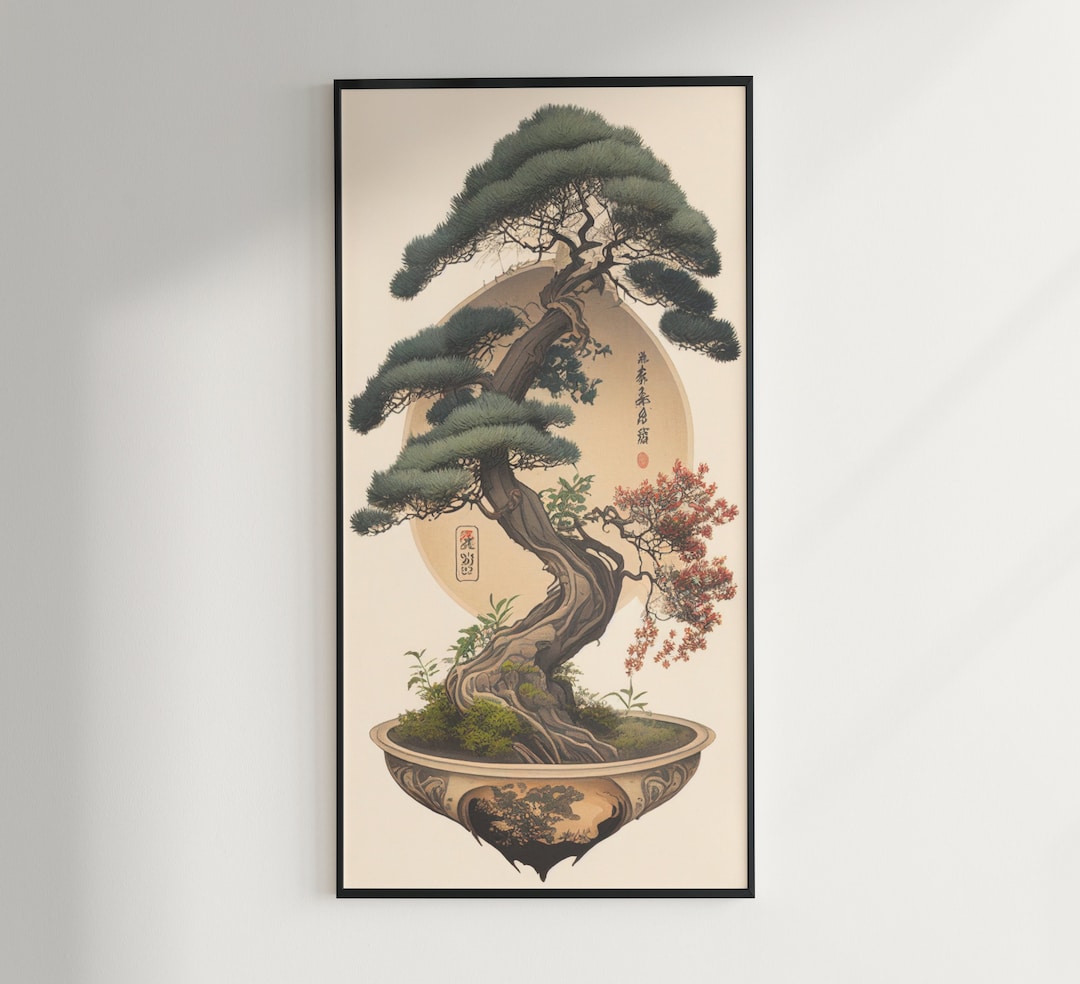 Vintage Wall Art Japanese Bonsai Tree Zen Garden Bonsai Tree Home Decor ...