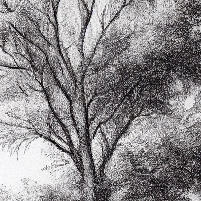 Spring Home Decor Tree Sketch Pencil Sketch Tree Art Instant Download ...