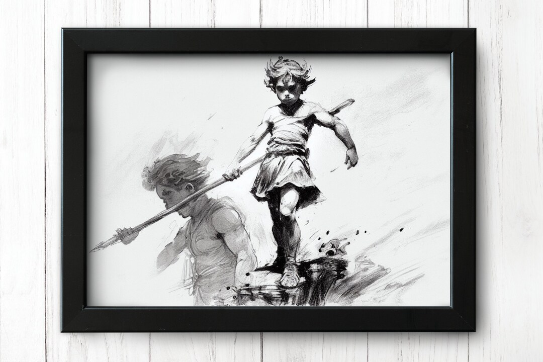 Young Warrior Ready for Battle - Pencil Sketch - Etsy