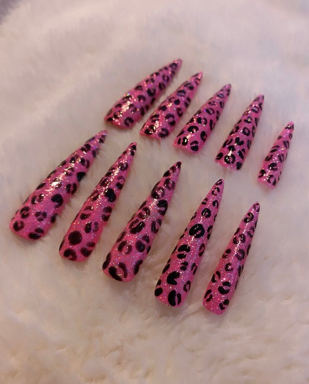 Hot Pink Cheetah Print Nails