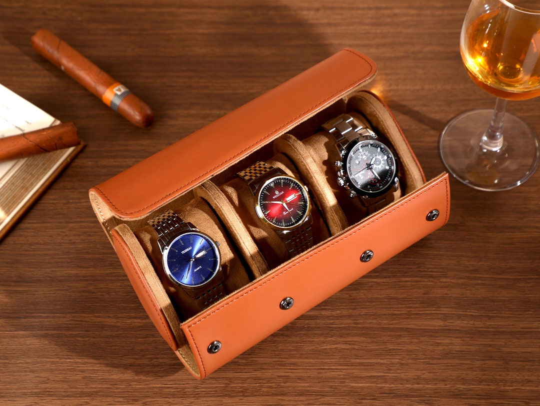 Personalized Leather Watch Case Custom Watch Roll for 3 - Etsy