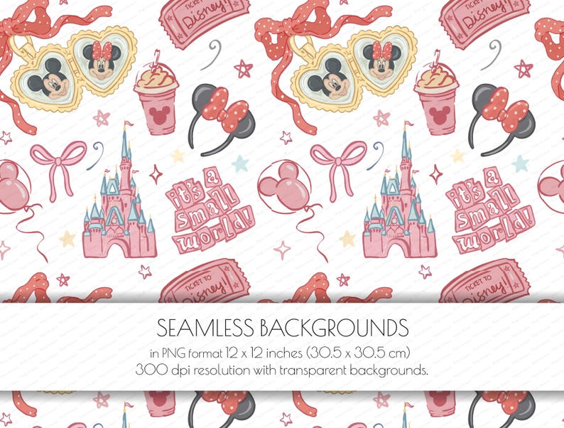 Magic Kingdom Digital Paper: Minnie Mouse Castle, Heart Locket (PNG) - Etsy