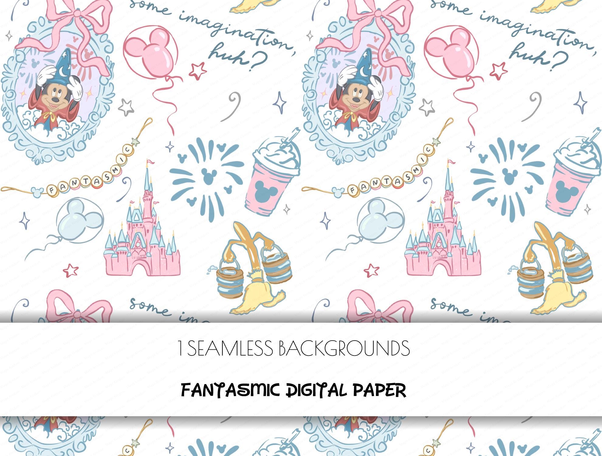 Fantasmic Digital Paper: Magic Kingdom, Minnie Mouse Castle (PNG) - Etsy