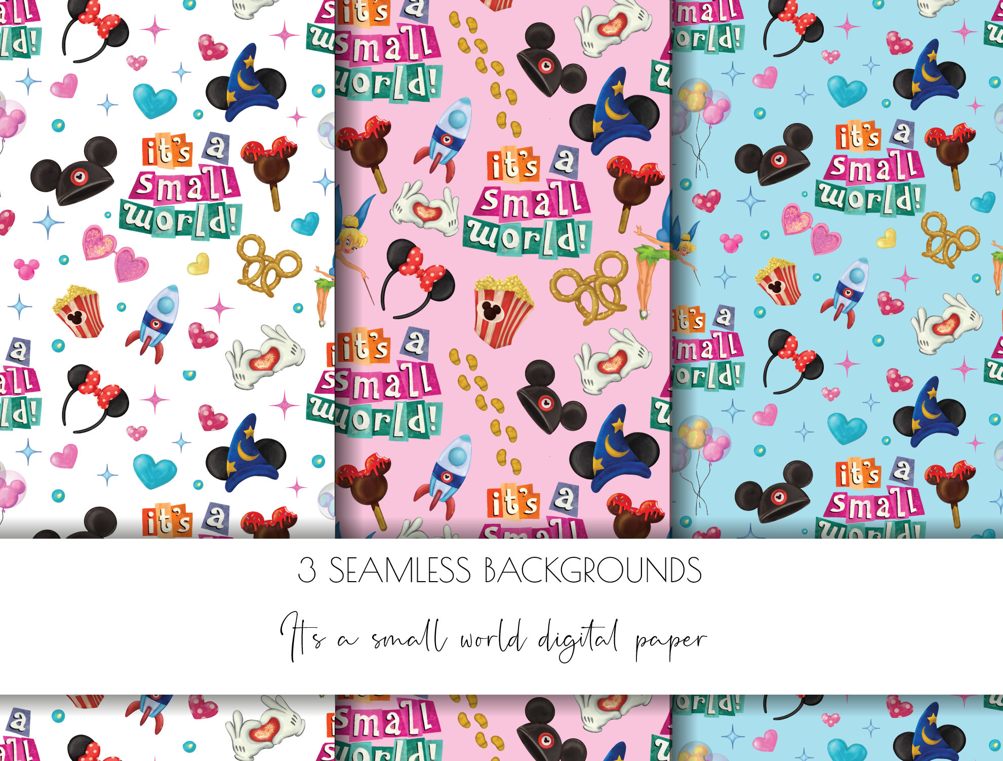 It's a Small World Digital Paper, Mouse Ears, Digital Paper, Minnie ...