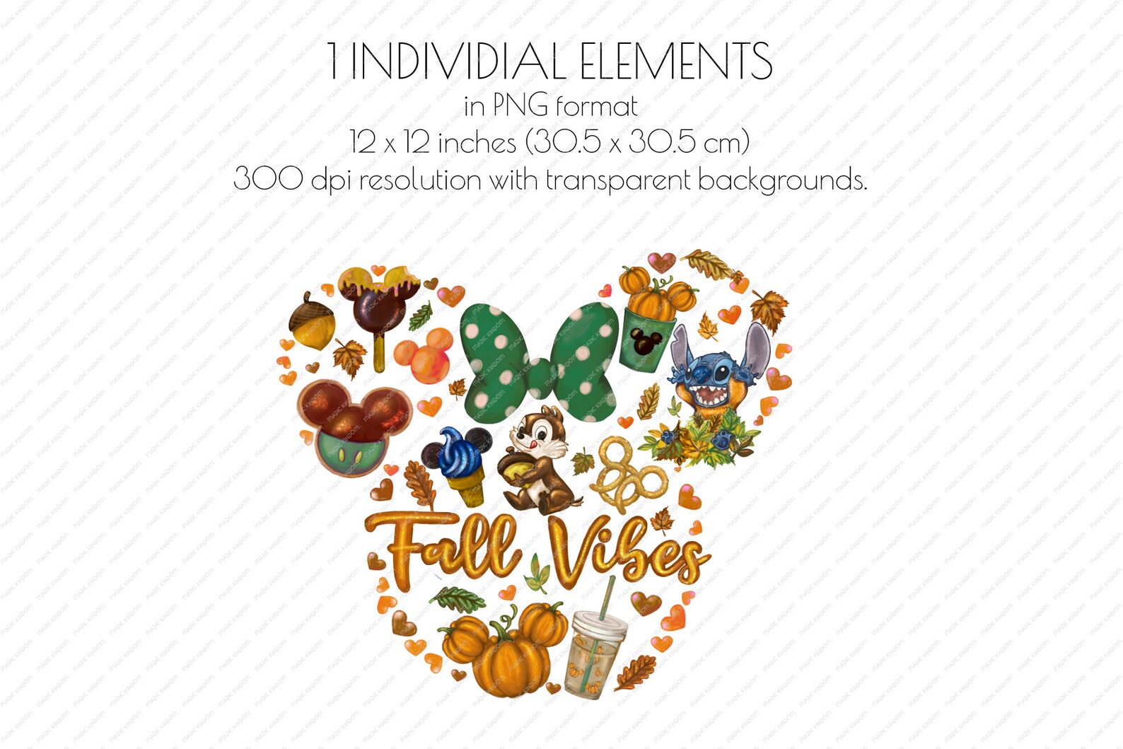 Minnie Mouse Fall Magic Kingdom Clipart: Autumn Pumpkin Design (PNG) - Etsy