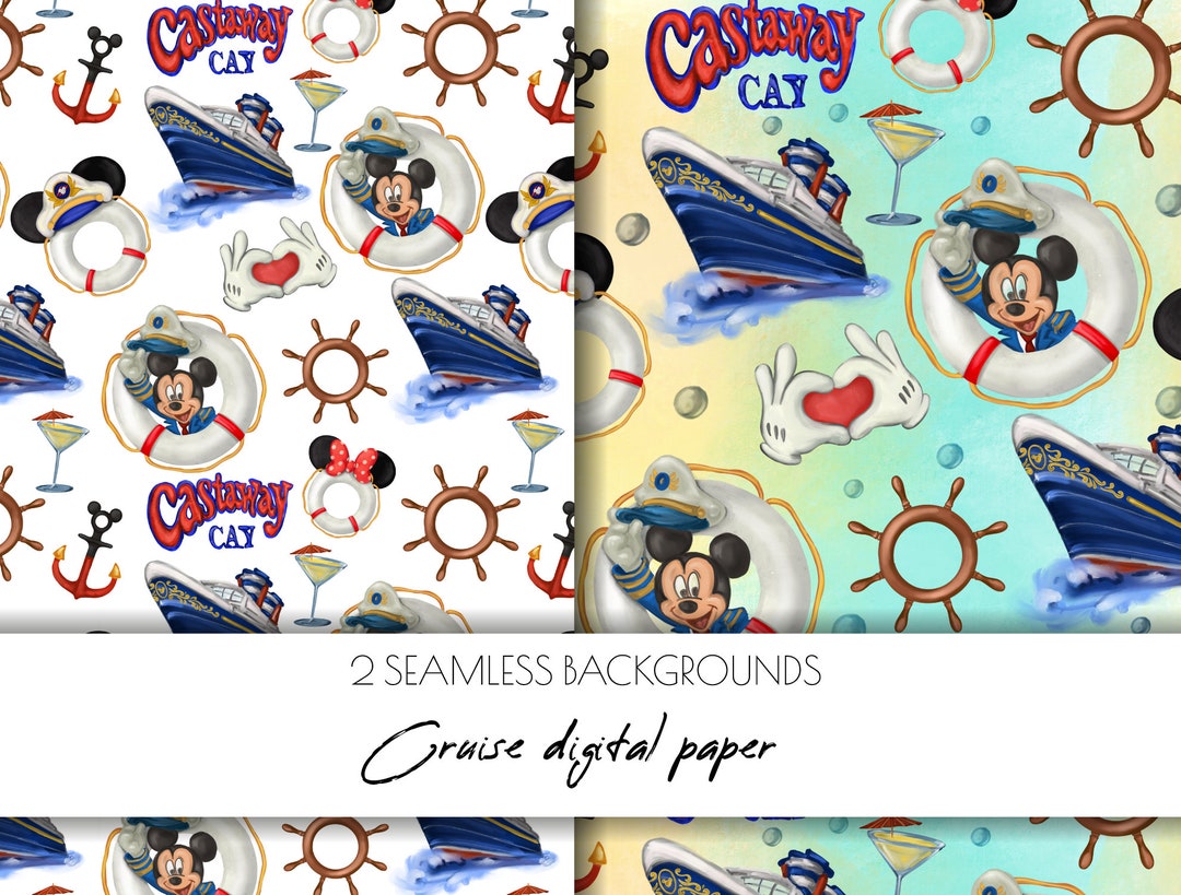 Let's Cruise Digital Paper,scrapbook Paper,mickey Captain,cruise ...