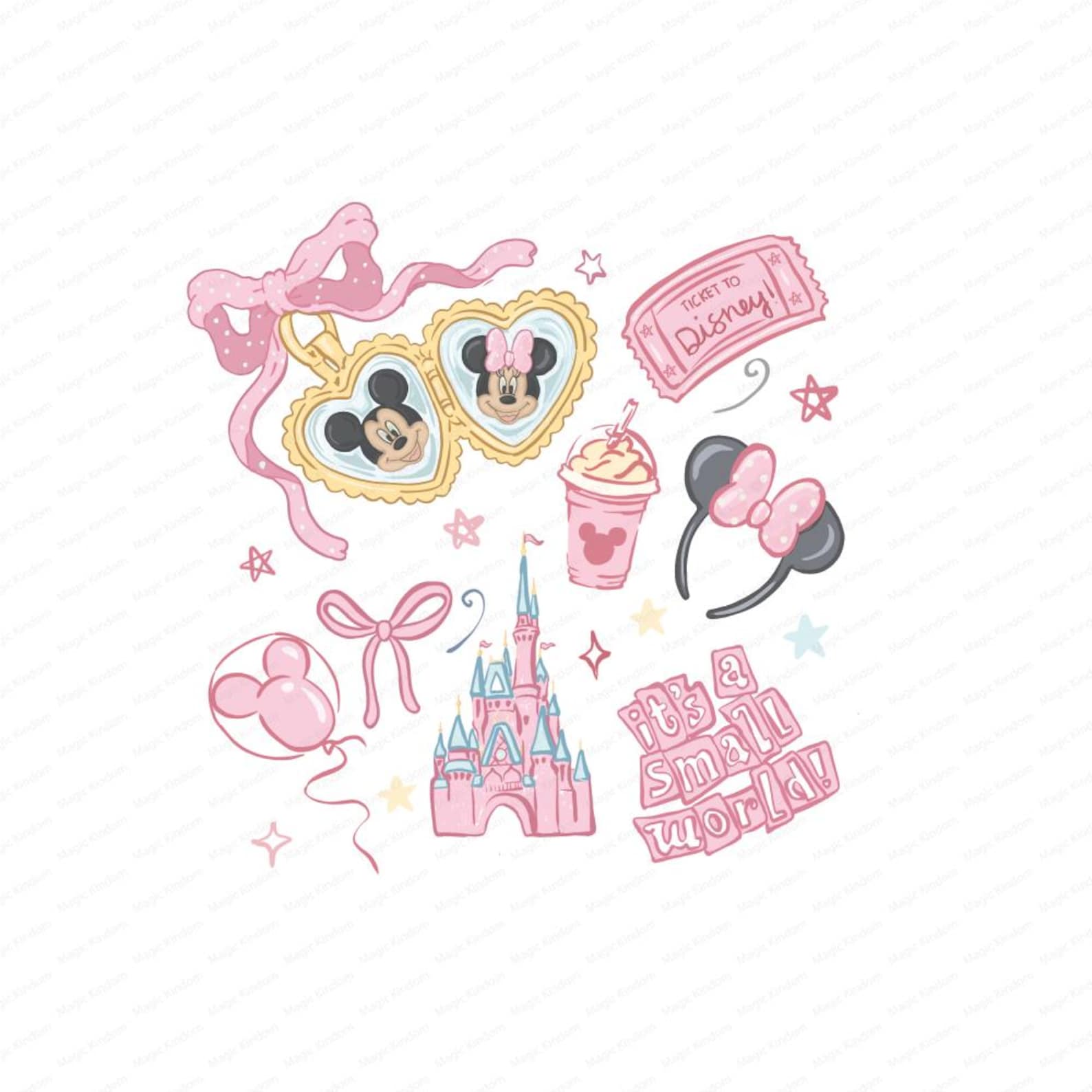 Minnie Mouse Castle PNG: Coquette Bow Heart Locket (digital Download ...