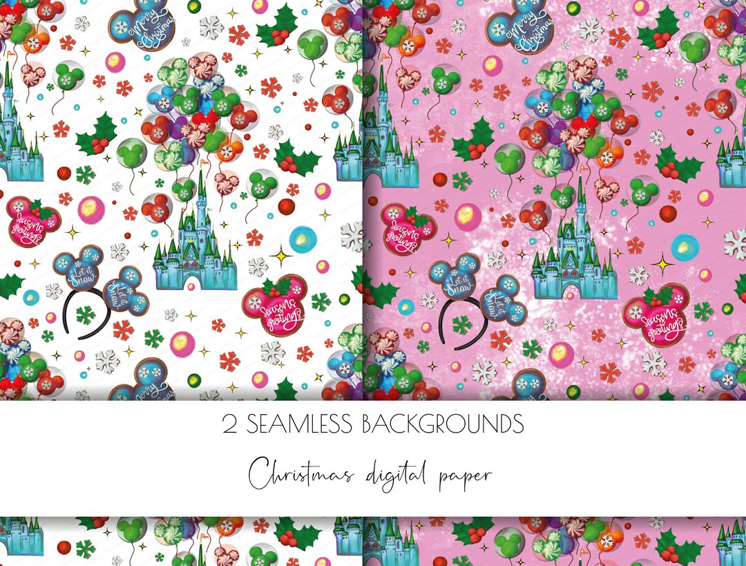 Christmas Digital Paper,christmas Paper Pack, Christmas Magic Kingdom ...