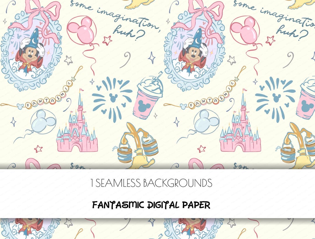 Fantasmic Digital Paper: Magic Kingdom Seamless Pattern (12x12 PNG) - Etsy