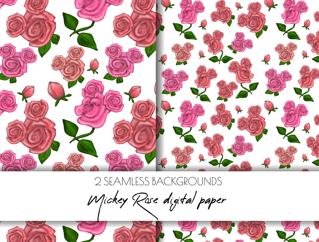 Mickey Rose Digital Paper, Digital Paper,flower,magic Kingdom,mouse ...