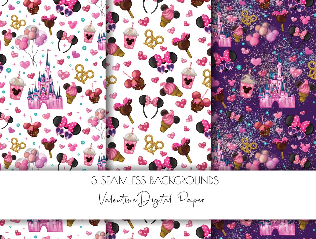 Valentine Digital Paper, Mouse Ears, Valentine,digital Paper, Minnie ...