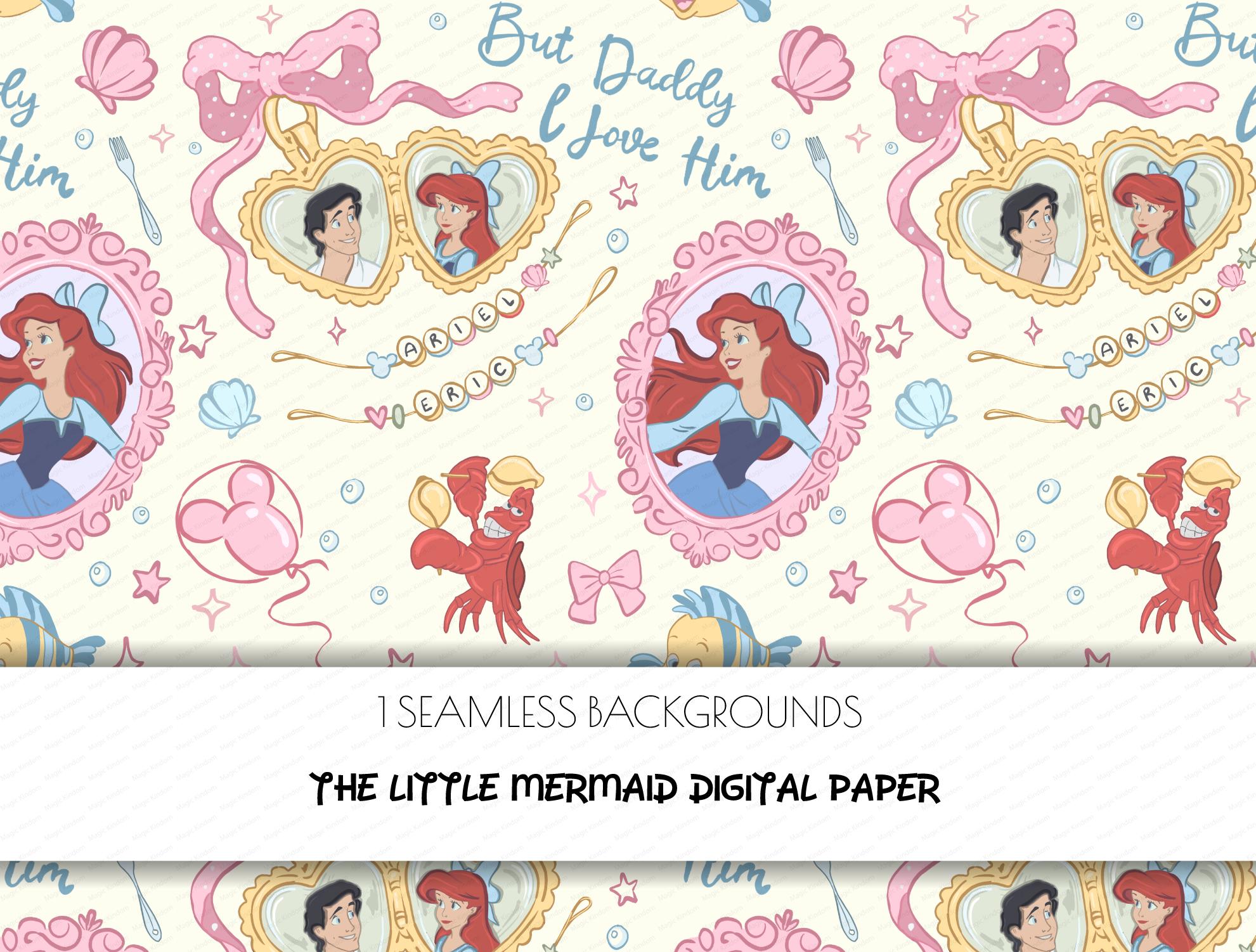 Magic Kingdom,ariel,the Little Mermaid ,digital Paper,daddy I Love Him ...