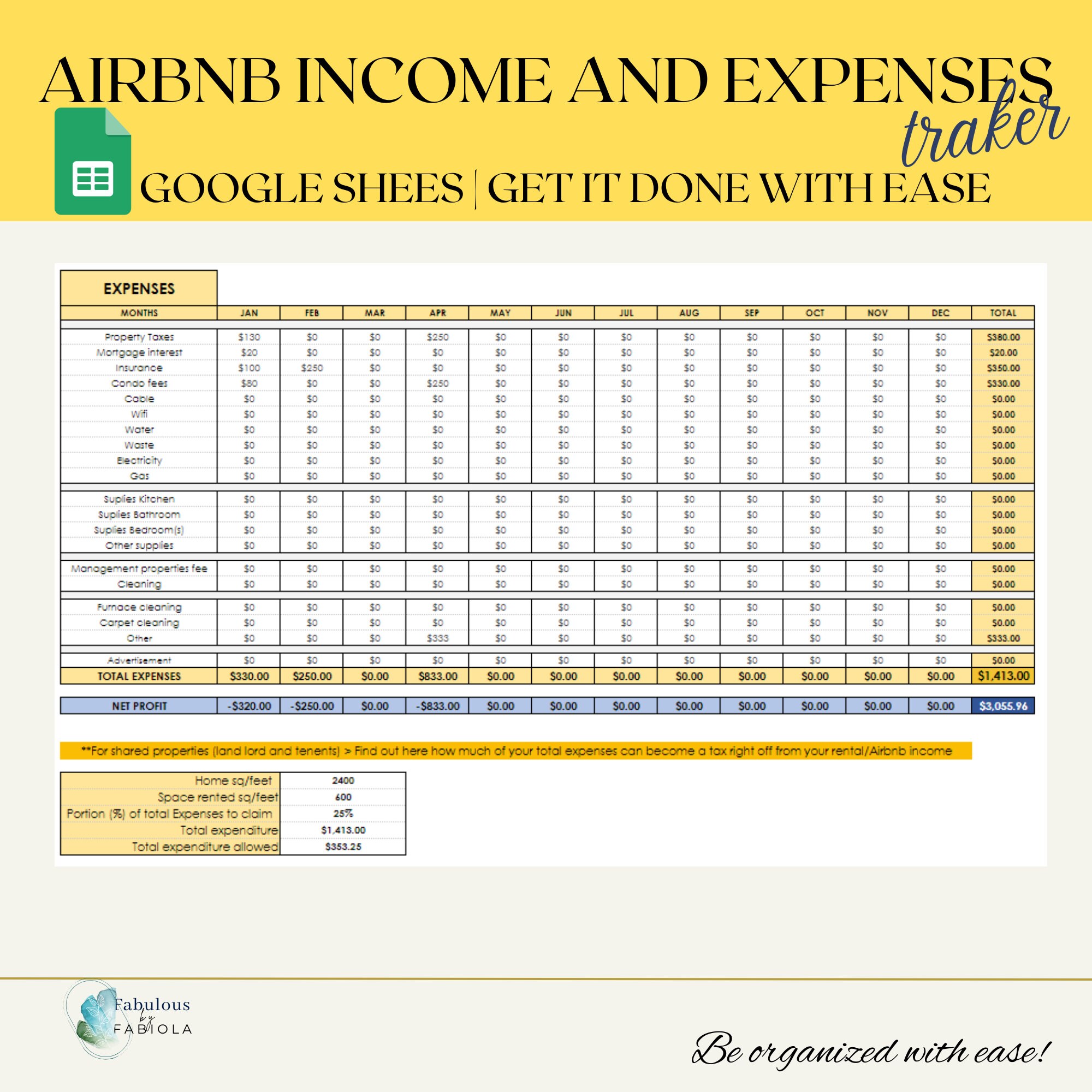 Rental & Airbnb Income and Expense Tracker| Tax Deductible | Small ...