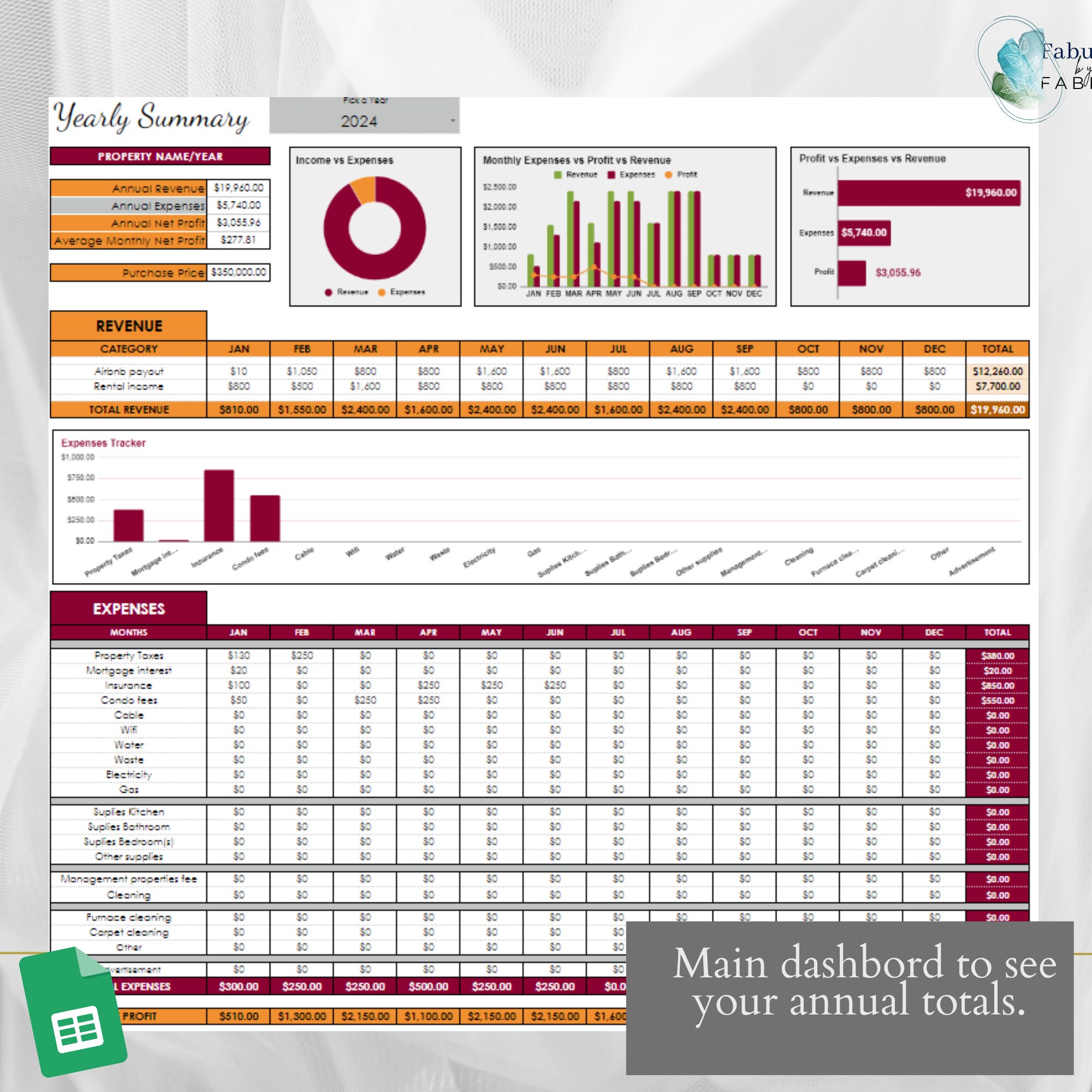 Rental & Airbnb Income and Expense Tracker *RED*2025*| Tax Deductible ...