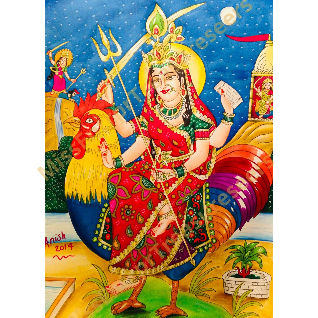 Bahuchara Ji Handmade Gujarati Printable Art Shaktipeeth Goddess of ...