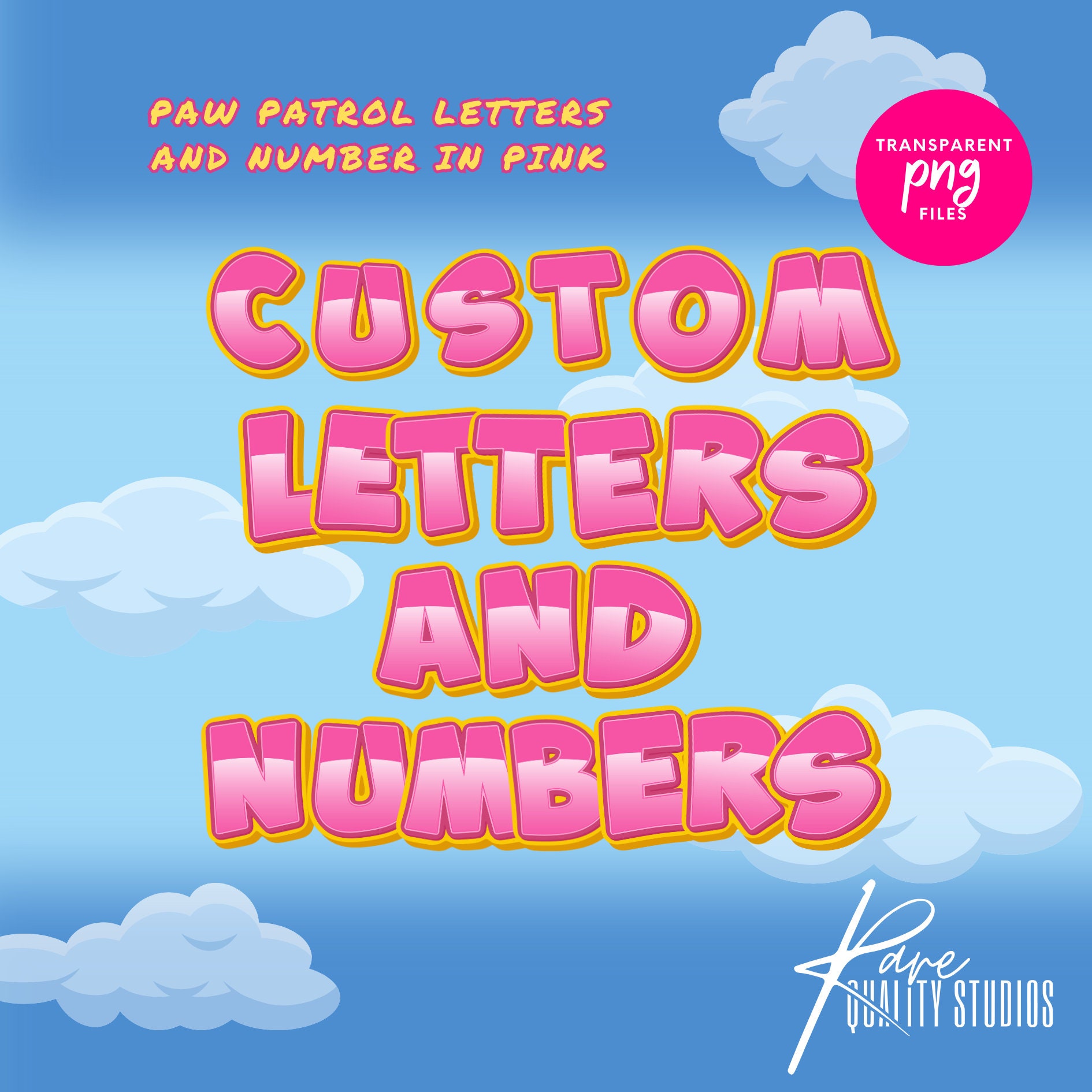 Paw Font Letters and Numbers Patrol Font Letters and Numbers in Pink - Etsy