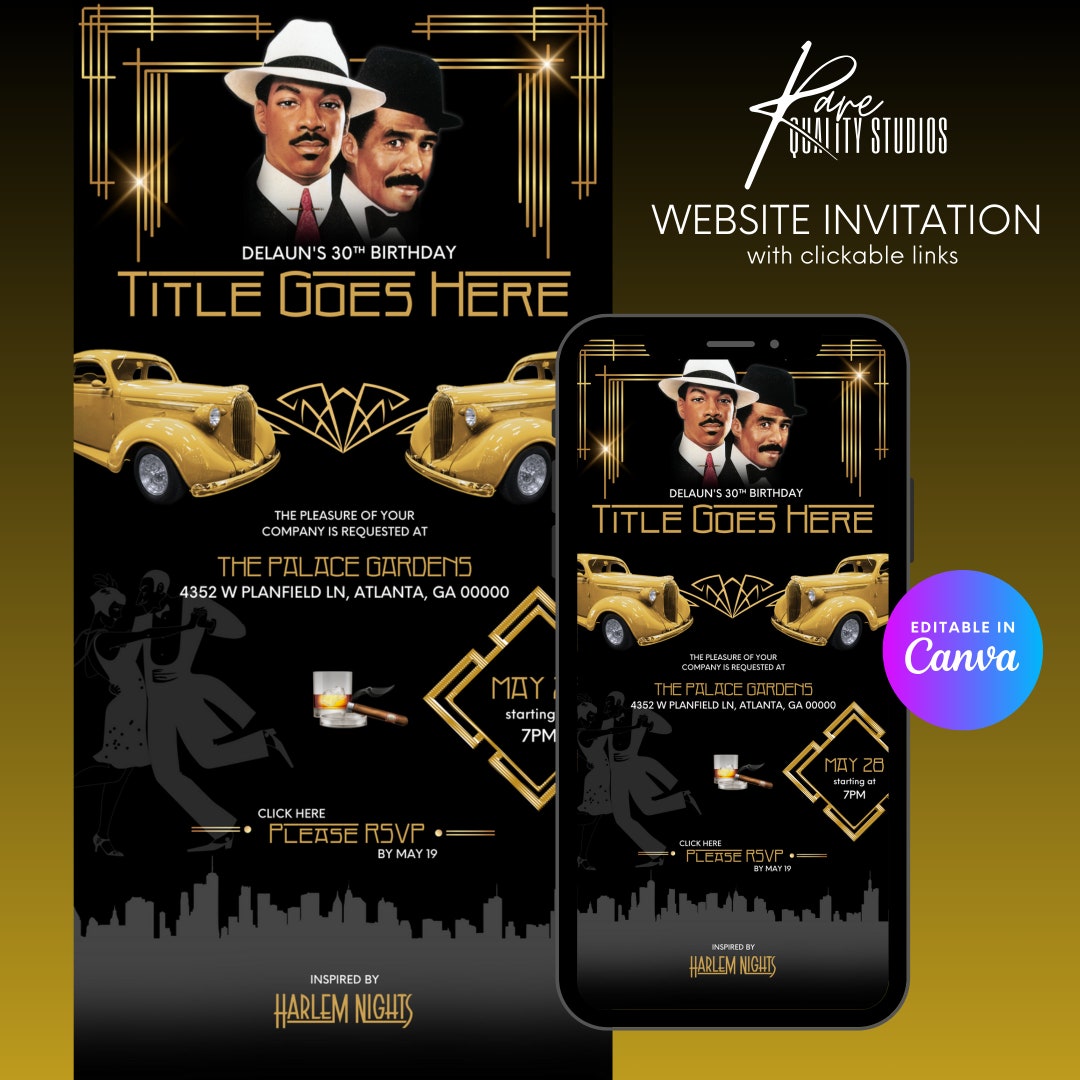 Harlem Nights Mini Website Invitation - Etsy