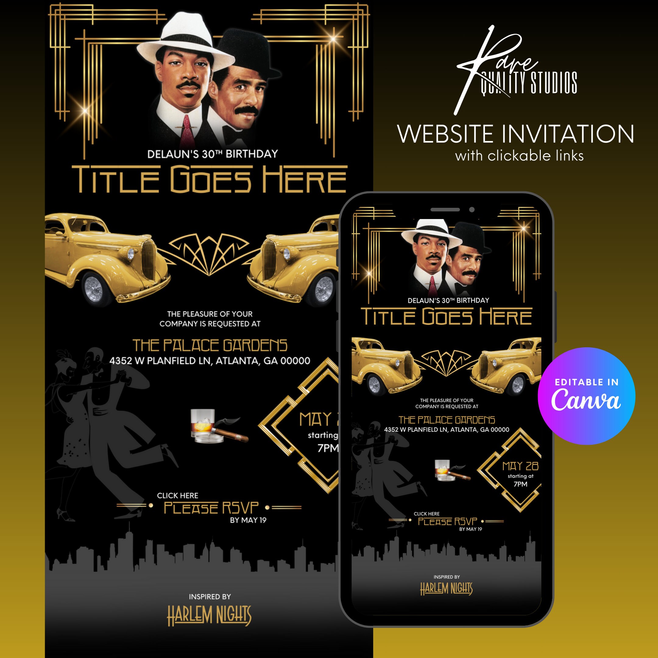 Harlem Nights Mini Website Invitation - Etsy