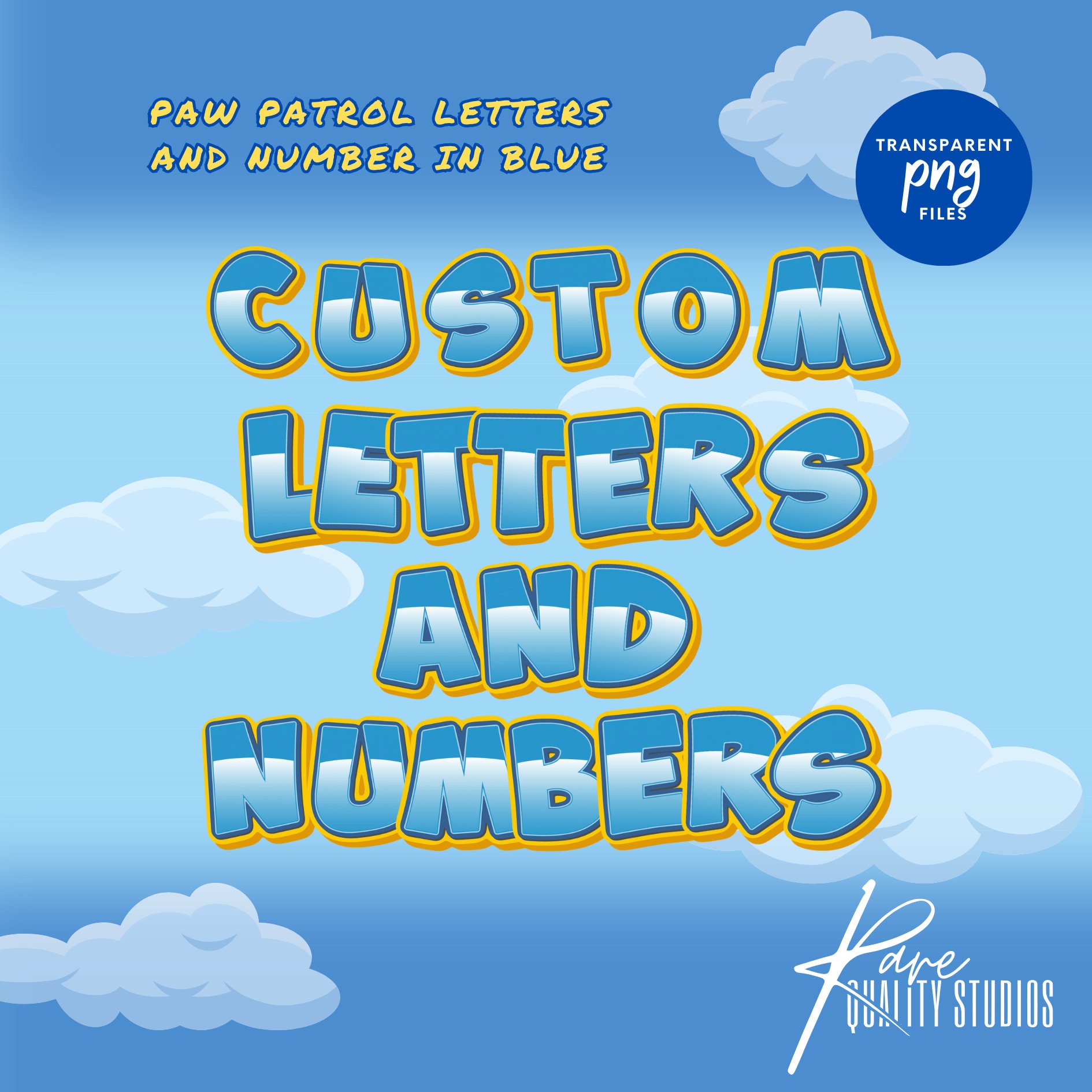 Paw Font Letters and Numbers Patrol Font Letters and Numbers in Blue - Etsy