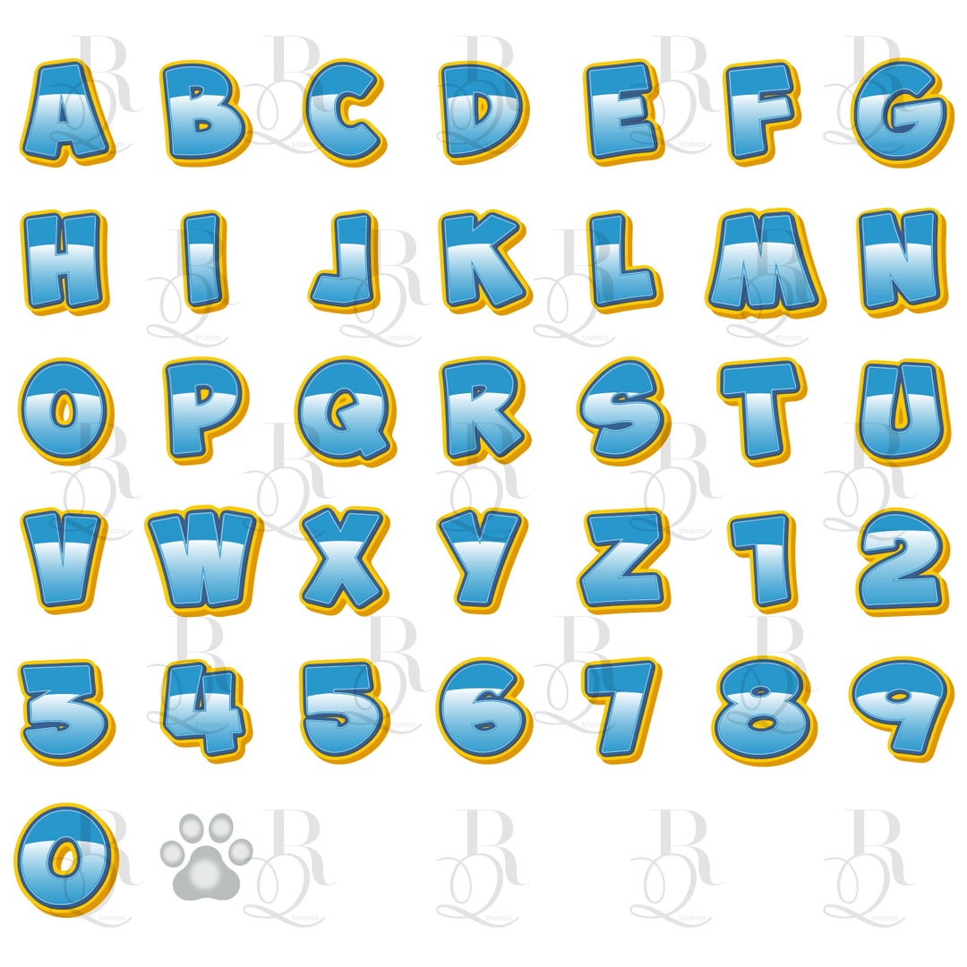 Paw Font Letters and Numbers Patrol Font Letters and Numbers - Etsy