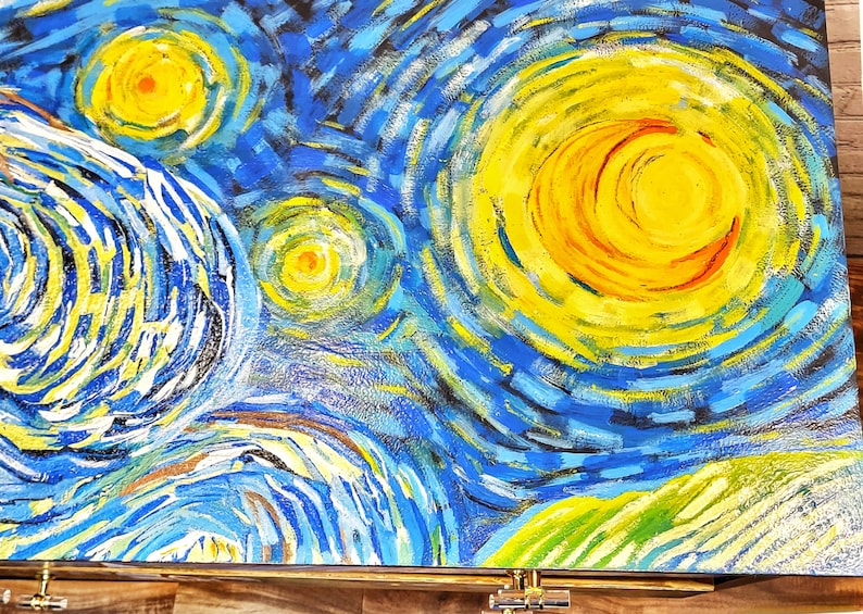 Vincent Van Gogh Starry Night Inspired MCM Kroehler Handpainted Dresser ...