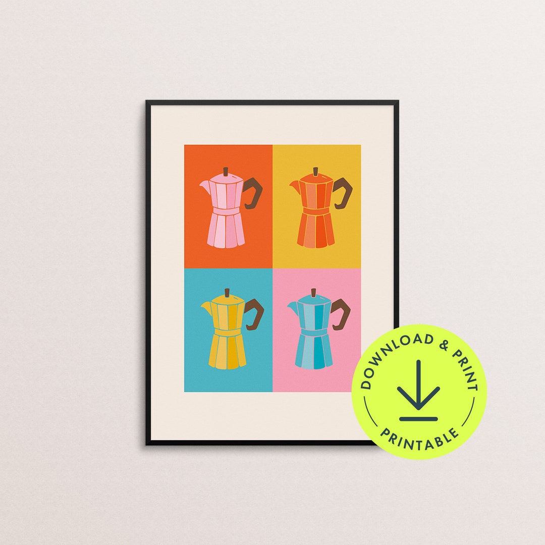 Colourful Moka Pot Coffee Print Pop Art Print Coffee Wall Art Coffee ...