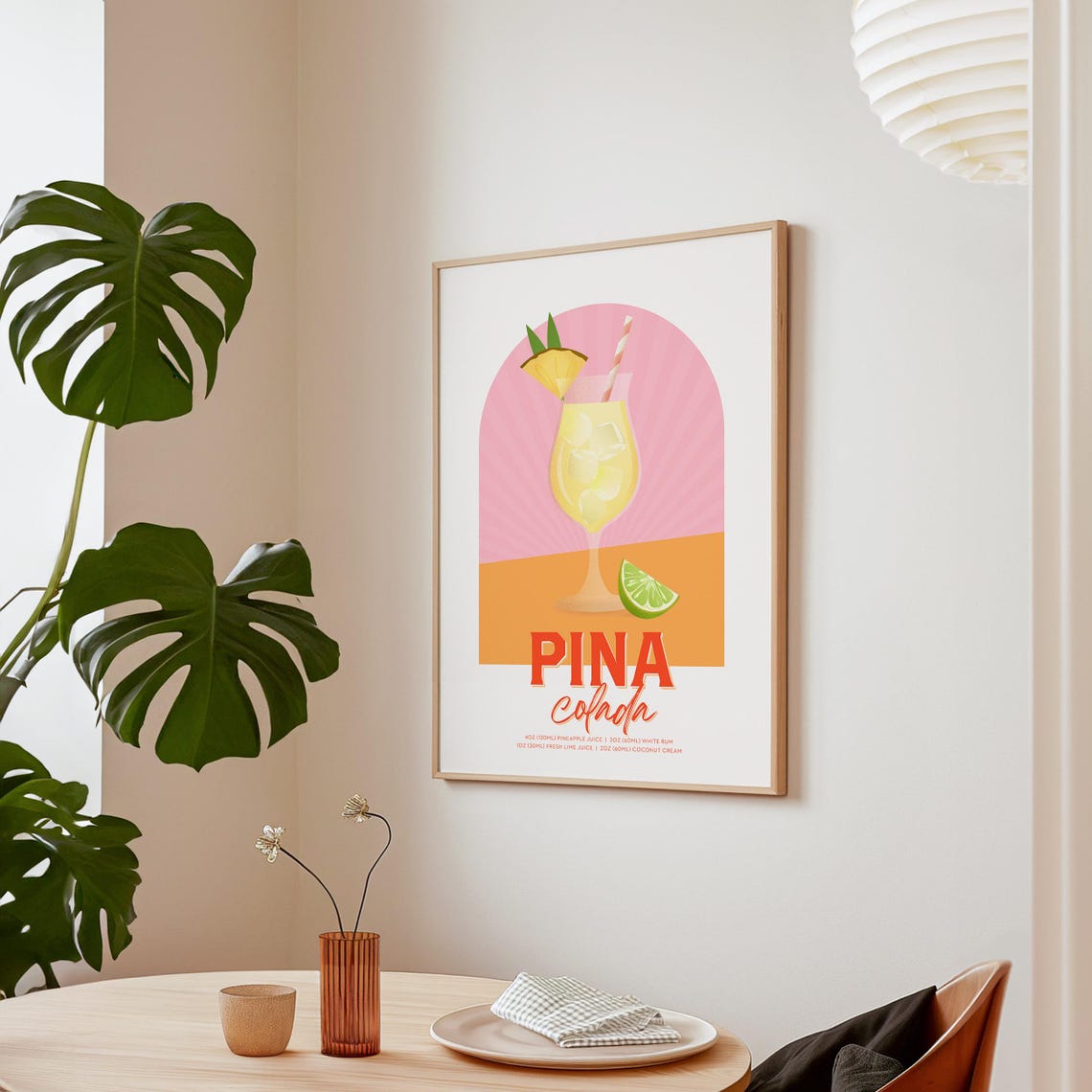 Pina Colada Cocktail Art Print: Summer Home Bar Decor (digital Download ...