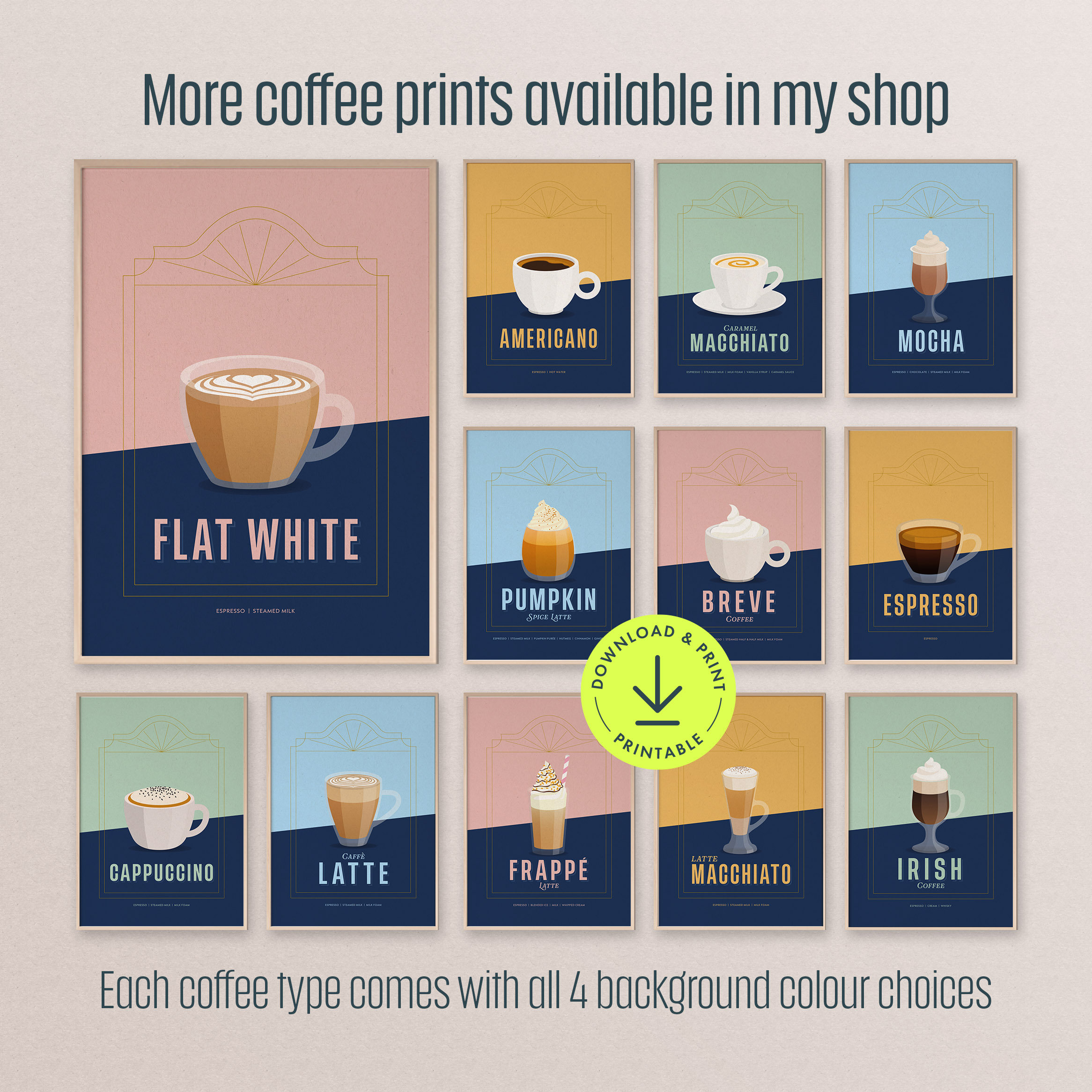 Iced Coffee Bar Wall Art Cold Brew Print Kitchen Coffee Printable ...