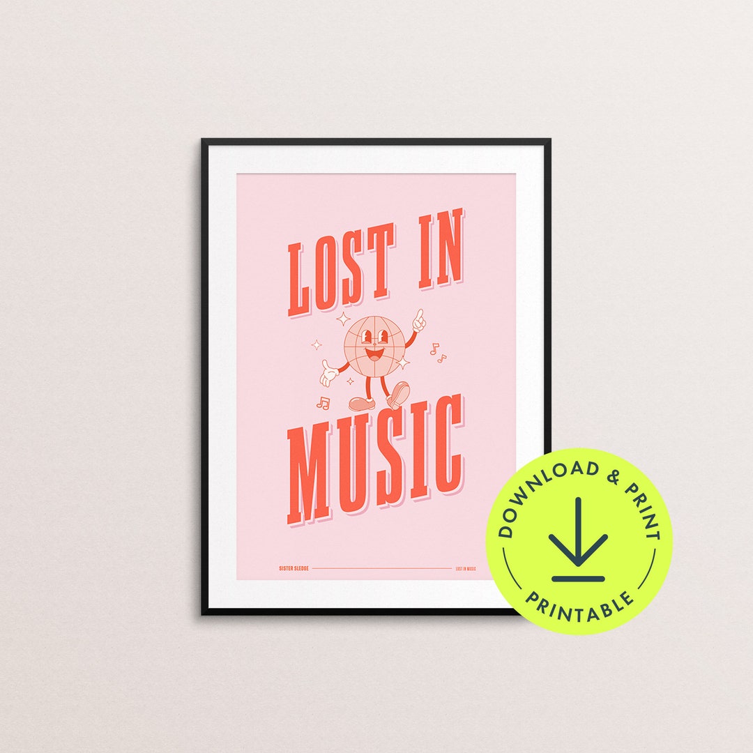Disco Music Quote Print Cute Pink House Music Printable Kitchen Wall ...