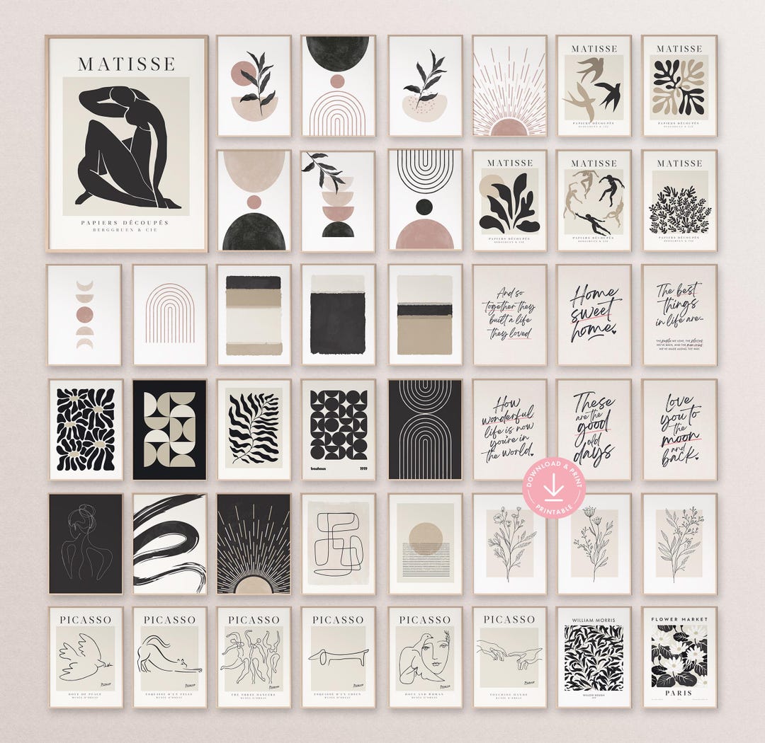 Neutral Home Wall Decor Art Print Set of 45 Printable Gallery Wall Set ...