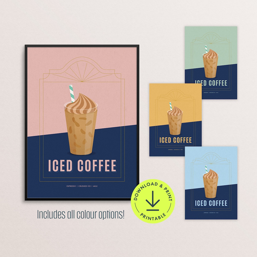 Iced Coffee Bar Wall Art Cold Brew Print Kitchen Coffee Printable ...