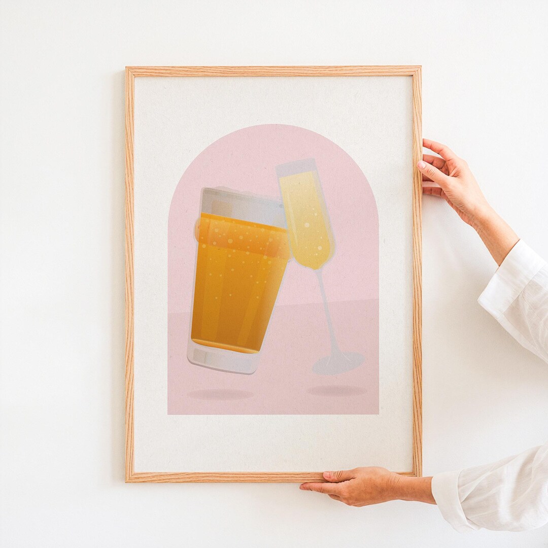 Beer & Prosecco Print: Cheers Wall Art, Gift for Couples, Champagne Art ...