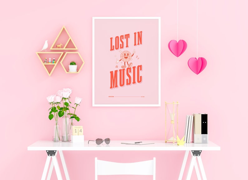 Disco Music Quote Print Cute Pink House Music Printable Kitchen Wall ...