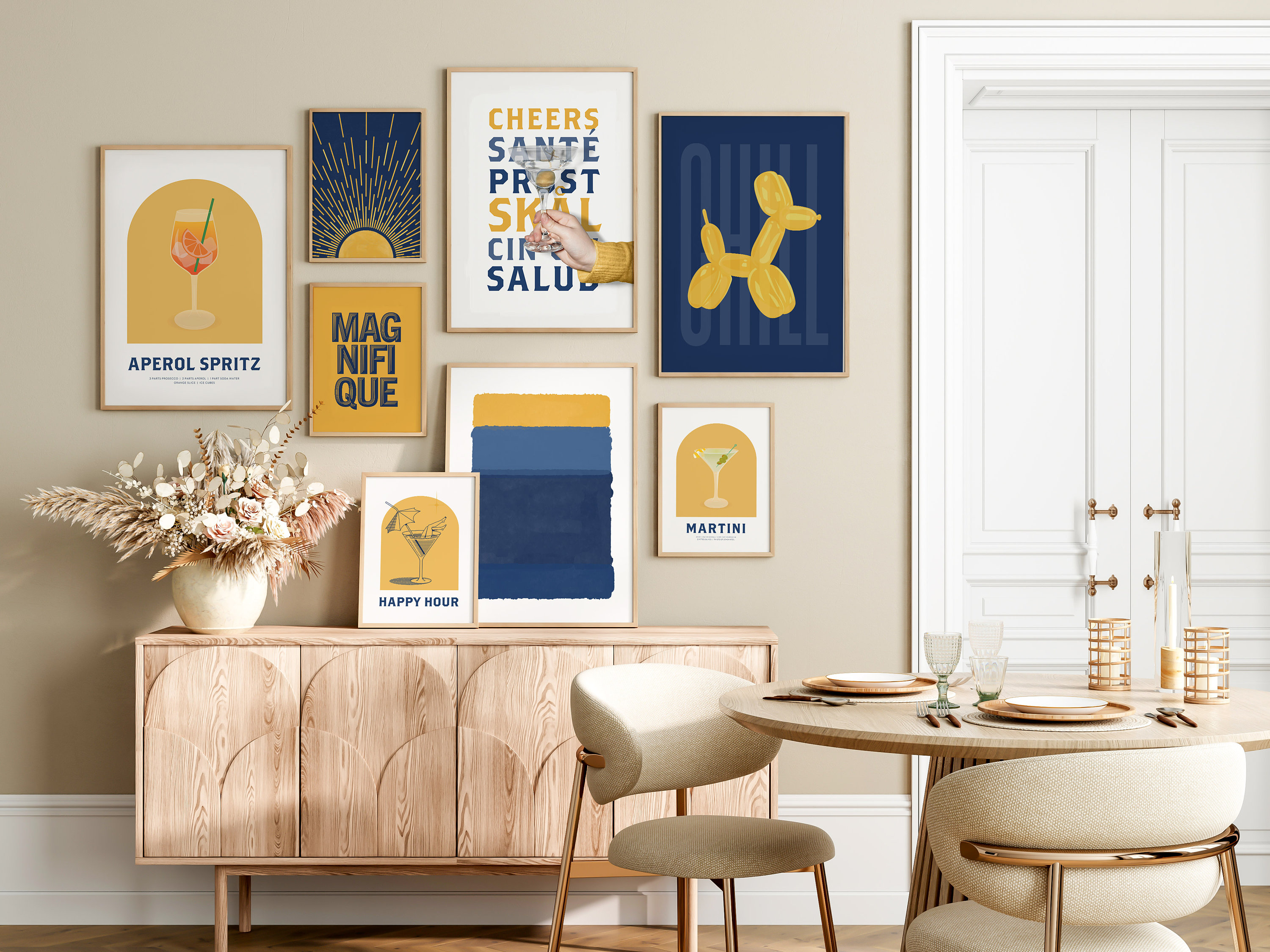 Navy Blue and Yellow Wall Art Bundle Printable Gallery Wall Set Yellow ...