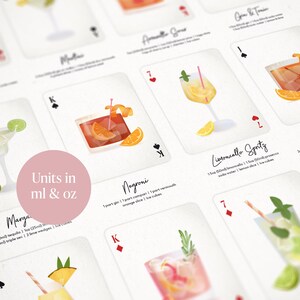 Printable Cocktail Playing Card Poster Cocktail Guide Print Kitchen ...