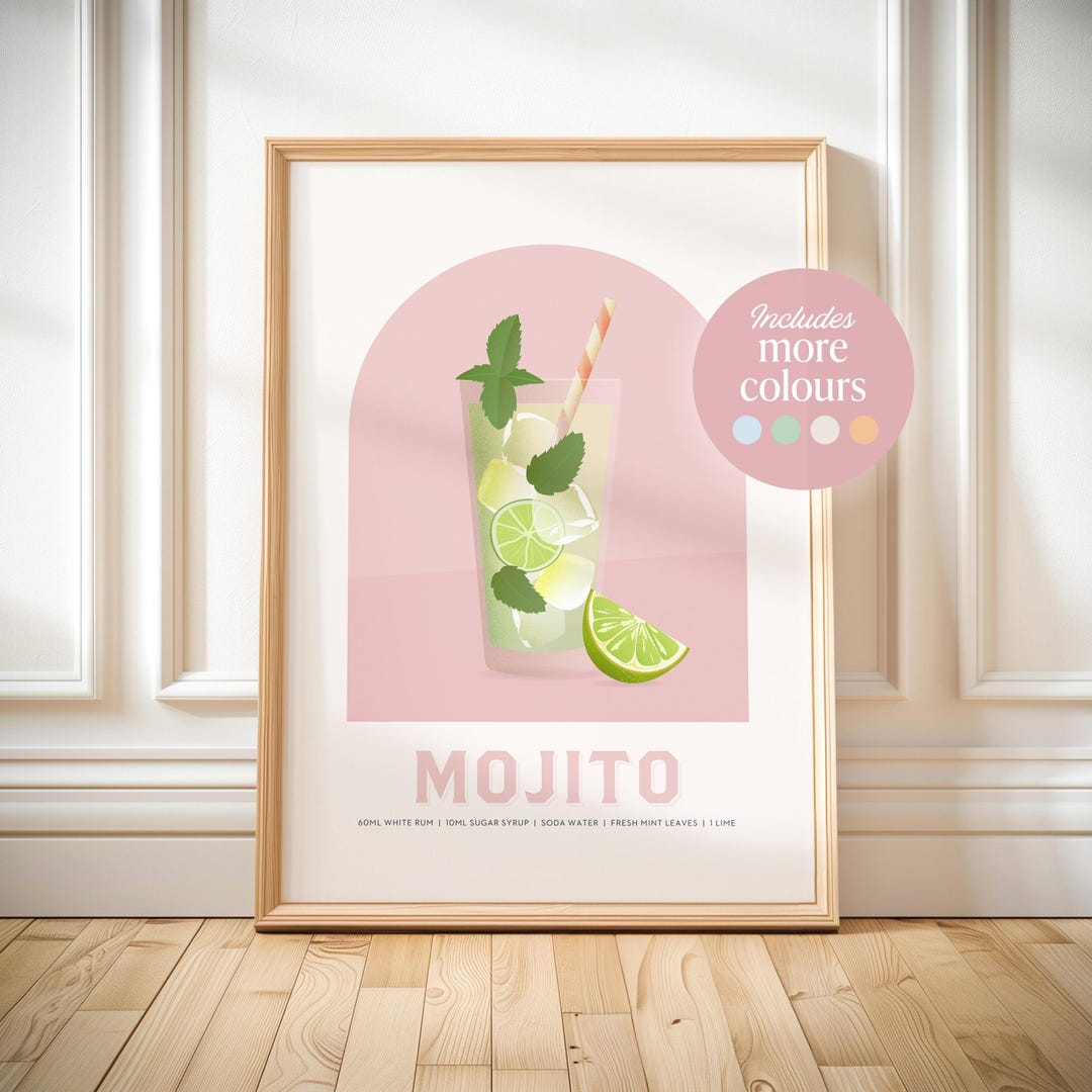 Mojito Print Printable Cocktail Recipe Art Cocktail Gift Idea for Home ...