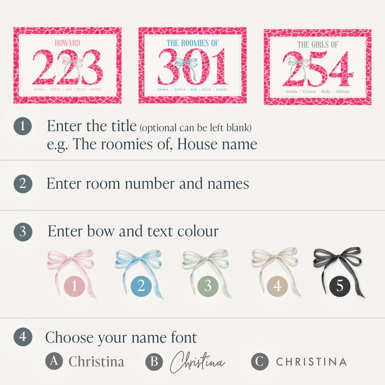 Personalised Dorm Room Door Sign: Custom College Apartment Number Wall ...