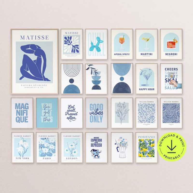 Printable Blue Wall Art - Etsy