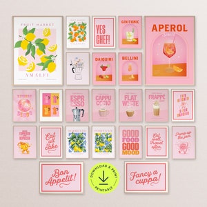 Kitchen Print Set Modern Kitchen Decor Colourful Kitchen Printable ...