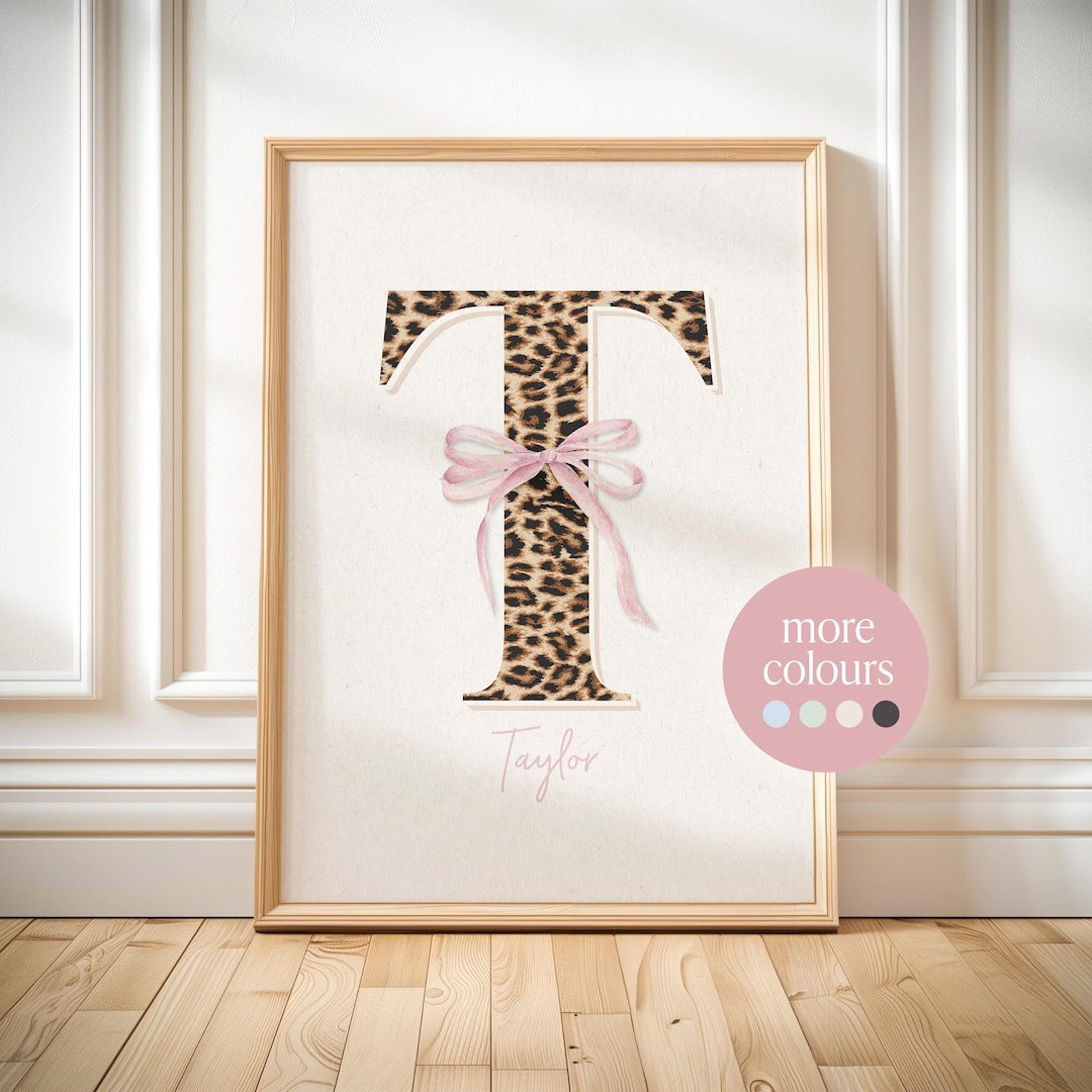 Custom Name Leopard Print Wall Art: Personalised Nursery Letter Girls ...