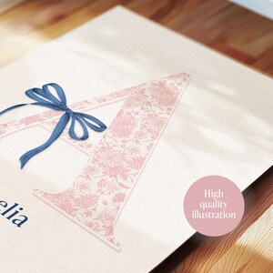 Trendy Navy Blue Pink Bow Custom Name Initial Print Set 9 Printable Bow ...