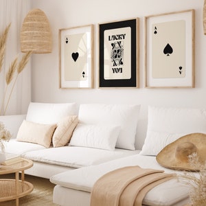 Playing Card Wall Art Print Gallery Wall Set of 3 Printable Retro ...
