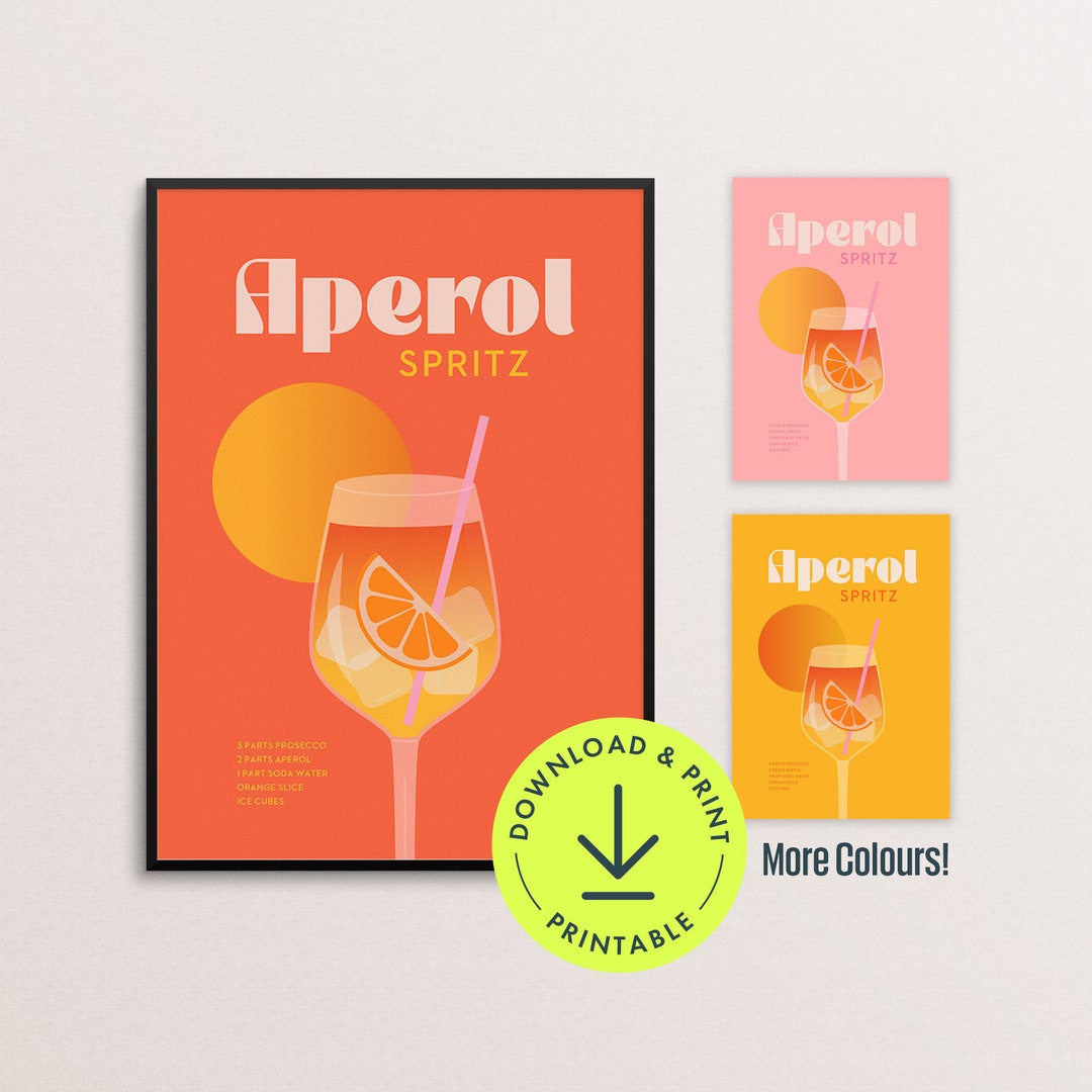 Aperol Spritz Print Cocktail Wall Art Aperol Spritz Printable Retro ...