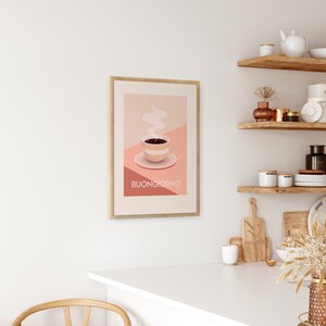 Pink Morning Coffee Wall Art Print Printable Coffee Bar Print ...