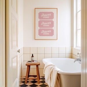 Pink Bathroom Art Print Toilet Wall Art Preppy Bathroom Set of 3 Cute ...