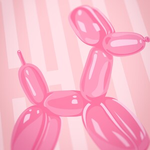 Colorful Balloon Dog Print Pink Preppy Wall Art 70s Retro Dog Balloon ...