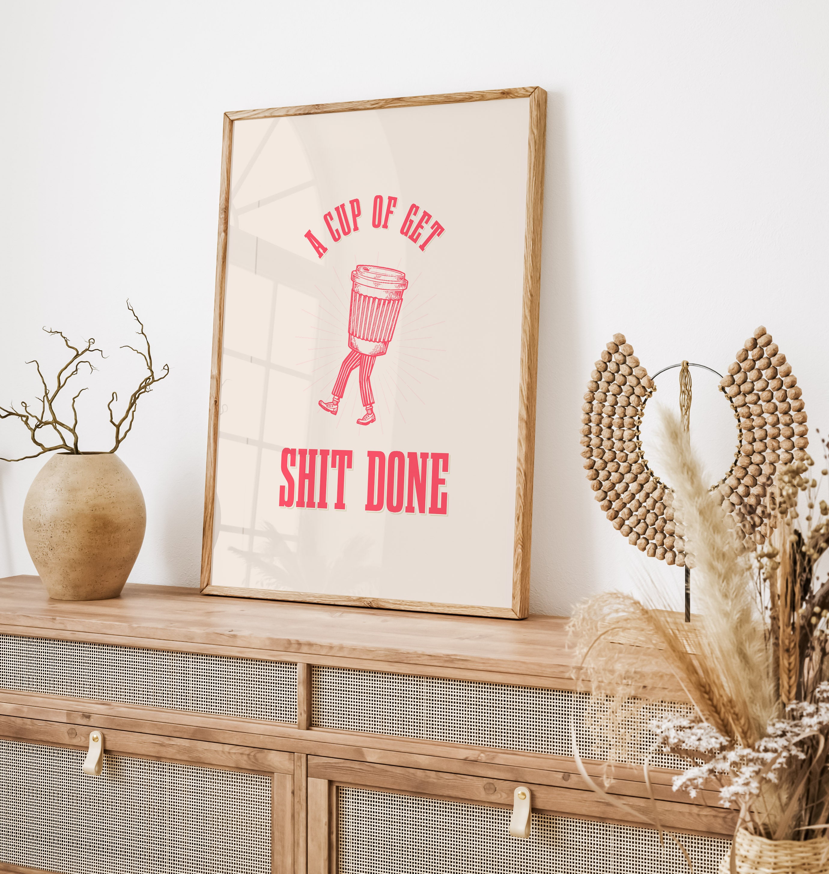Get Shit Done Retro Coffee Print Wall Art Printable Funny Coffee ...